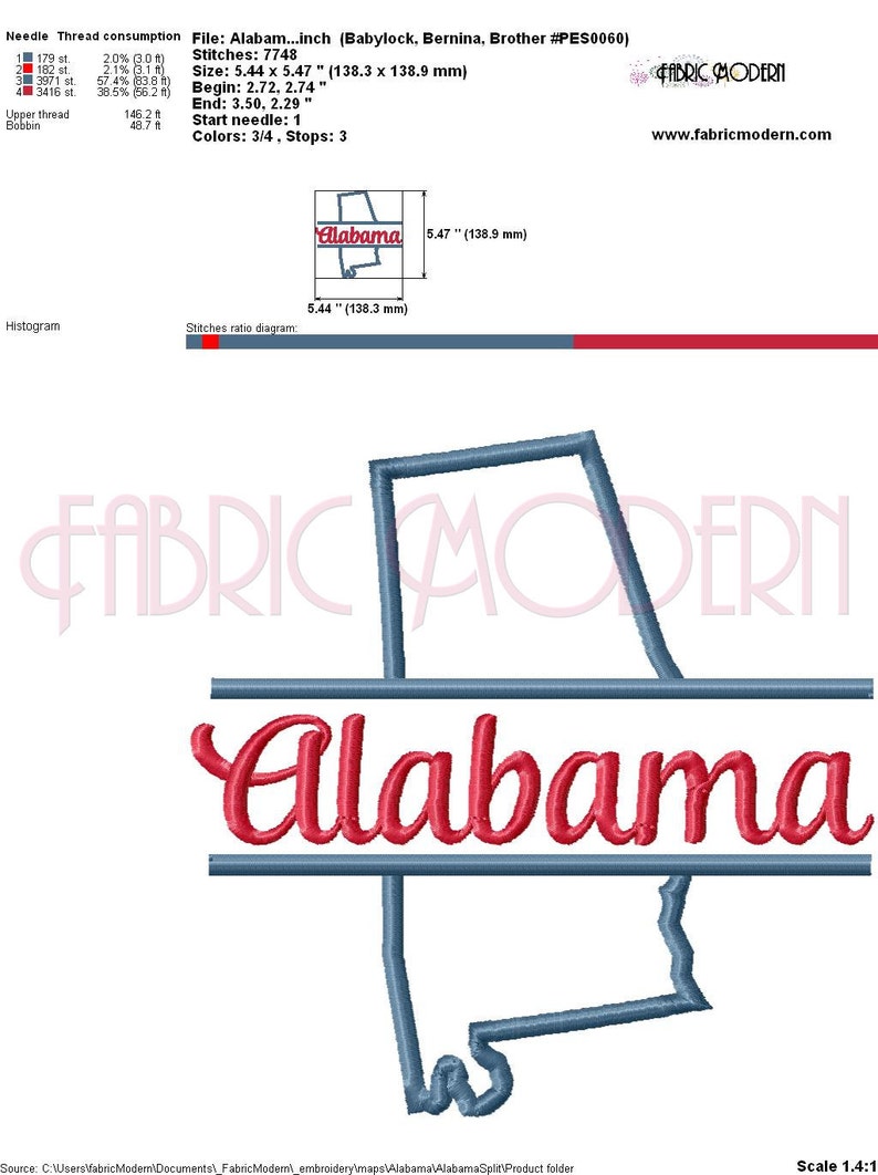 Alabama Map Split Frame Embroidery Design Applique' - Etsy