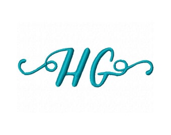 MONOGRAM Embroidery Font Design Two Letter Fancy Alphabet Left | Etsy