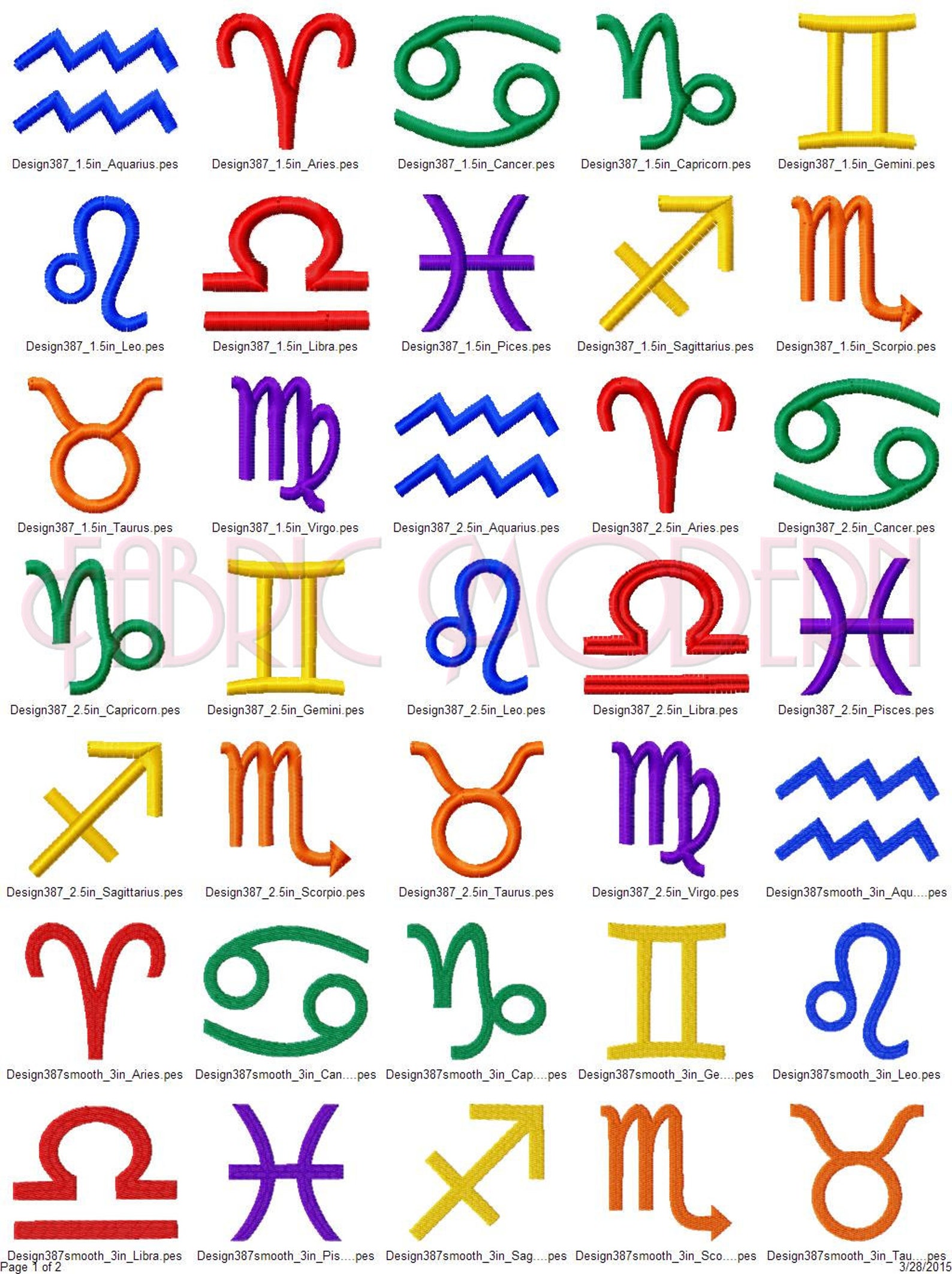 ZODIAC ASTROLOGY Embroidery Design Font, 3 Sizes, Pattern, Machine ...