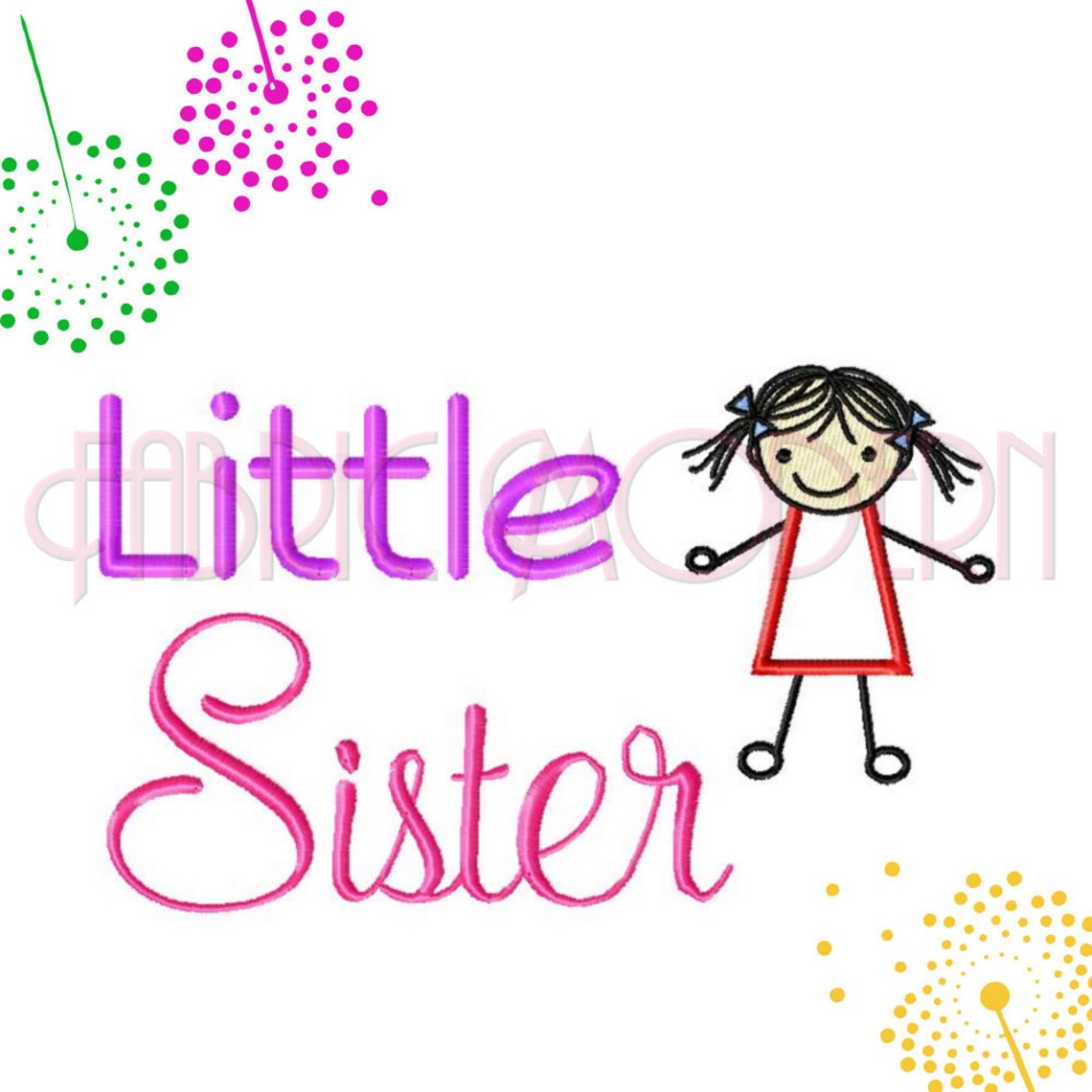 LITTLE SISTER Embroidery Design 5x7 and 6x8 Hoop Sizes | Etsy