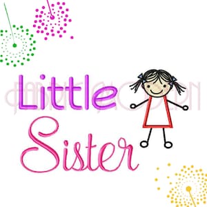 LITTLE SISTER Embroidery Design 5x7 and 6x8 Hoop Sizes Applique' #708 ...