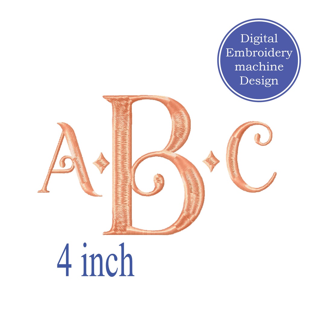 4 Inch Gibson Modern Monogram Font Embroidery Design #1174-4 - Etsy