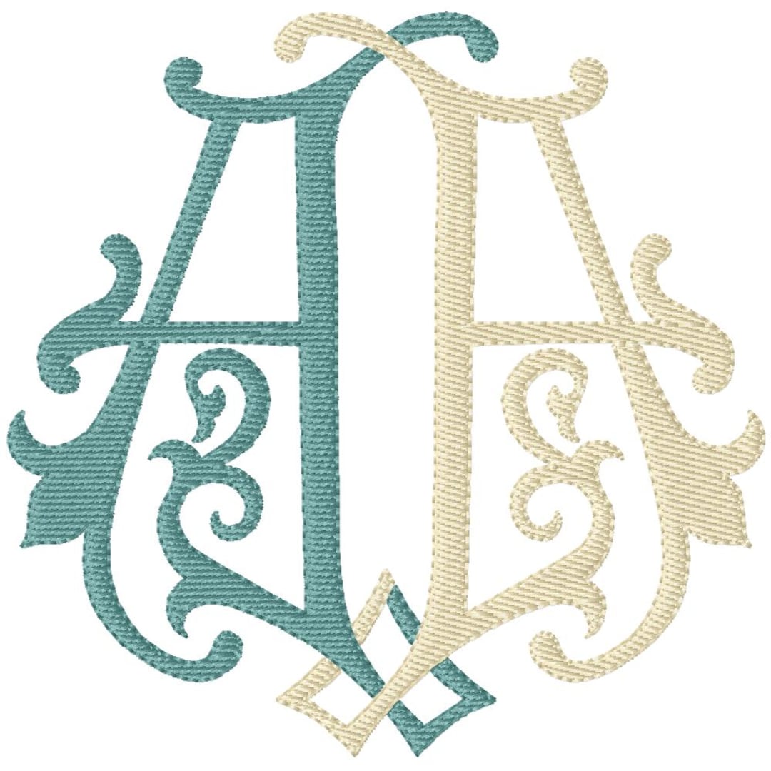 AA Double MONOGRAM Embroidery Design Antique Two Letter Design - Etsy