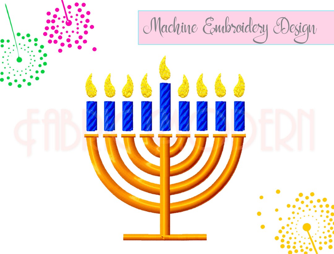 MENORAH Machine Embroidery Pattern Hanukkah Design Holiday Design ...
