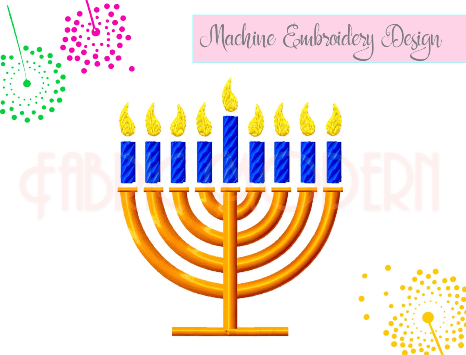 MENORAH Machine Embroidery Pattern Hanukkah Design Holiday Design ...