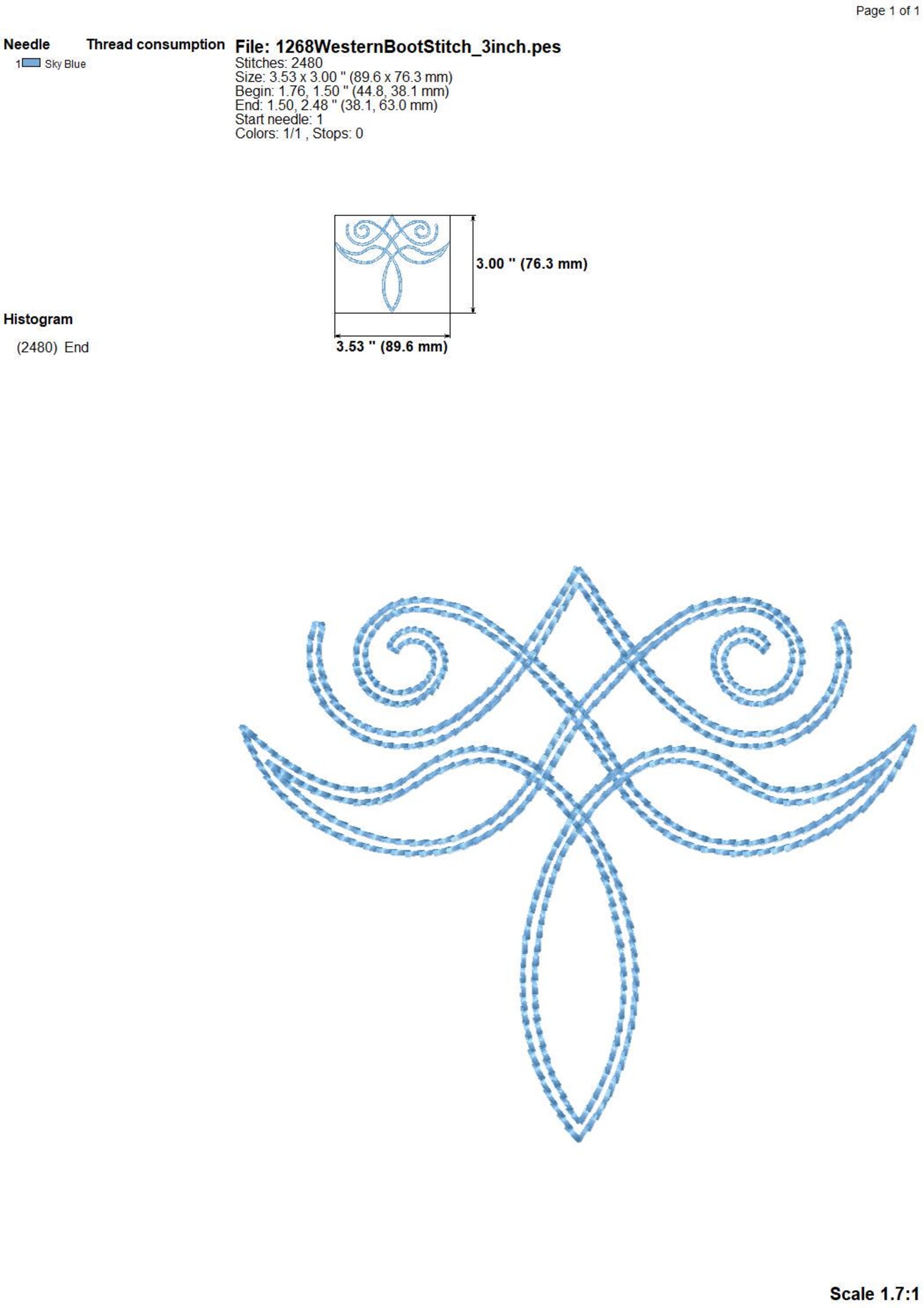 Western Cowboy Boot Toe Stitch Pattern Machine Embroidery Design 3 Inch ...