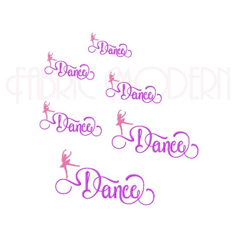 DANCE Machine Embroidery Design Fancy Script dance - Etsy