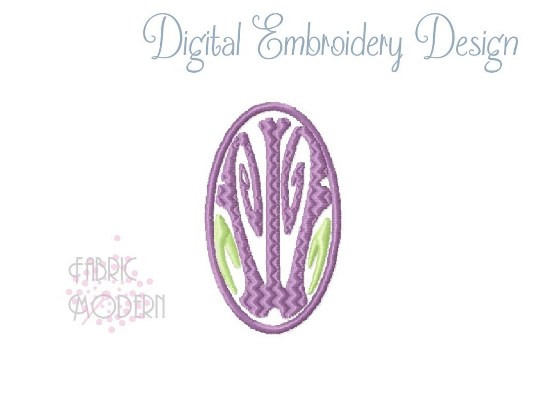 Small Oval Monogram Embroidery Font Alphabet Circle Monogram Two Color ...