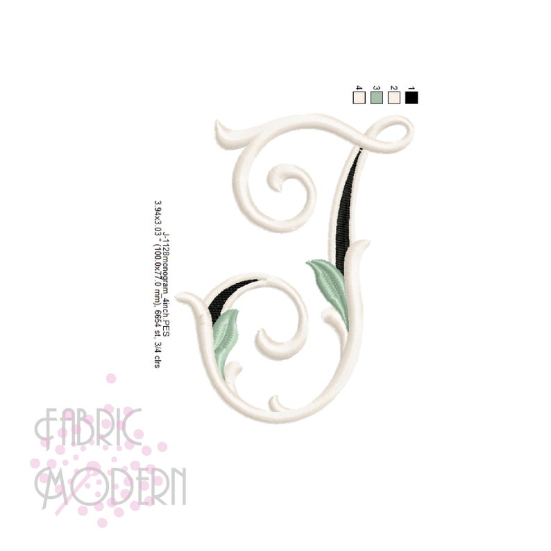 Letter J MONOGRAM Embroidery Design Large Vintage Single - Etsy