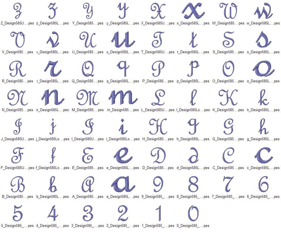 FRENCH SCRIPT Embroidery Font Design 2 Inch Upper and Lower Case and ...