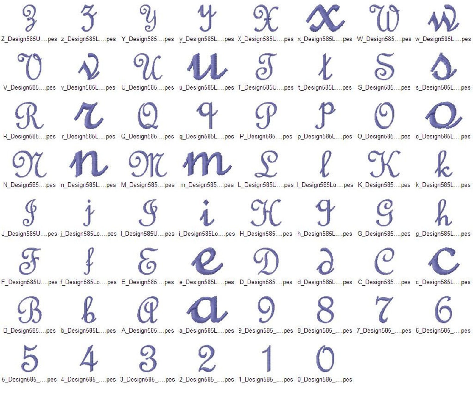 FRENCH SCRIPT Embroidery Font Design 2 Inch Upper and Lower - Etsy