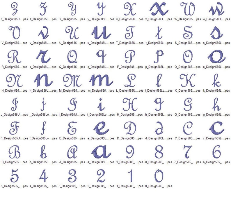 FRENCH SCRIPT Embroidery Font Design 2 Inch Upper and Lower Case and ...