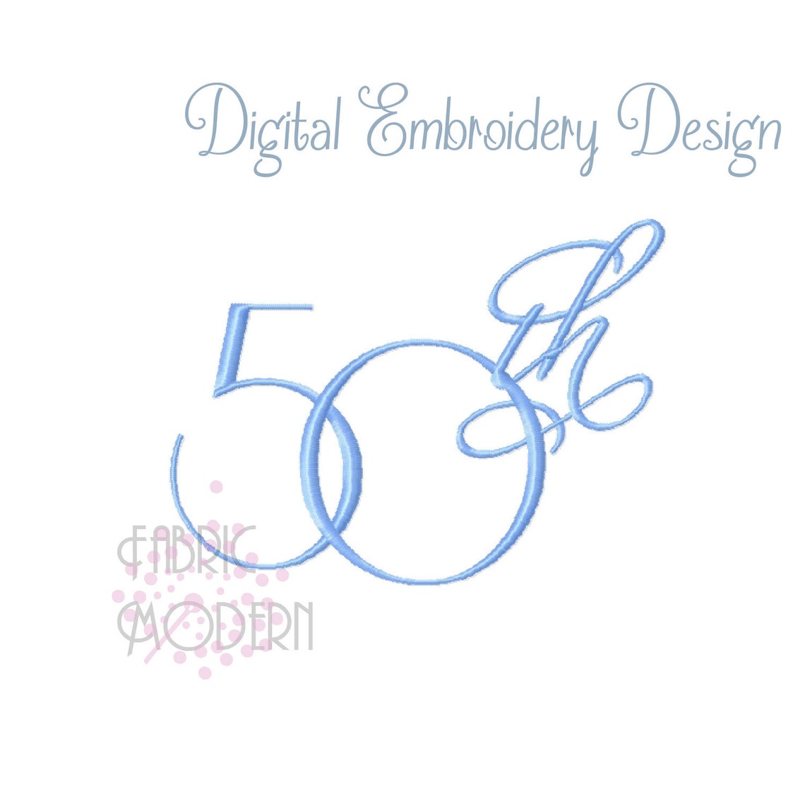50th Fancy Script Embroidery Design 1051 - Etsy