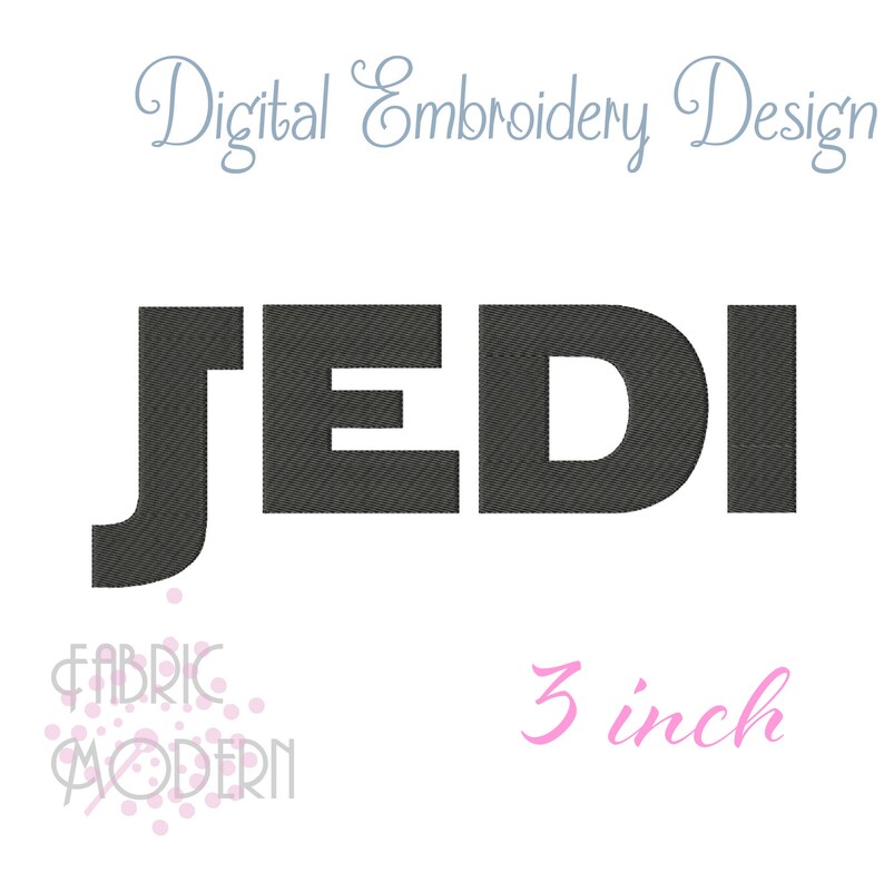 JEDI Embroidery Font Design movie font block font 3 inch | Etsy