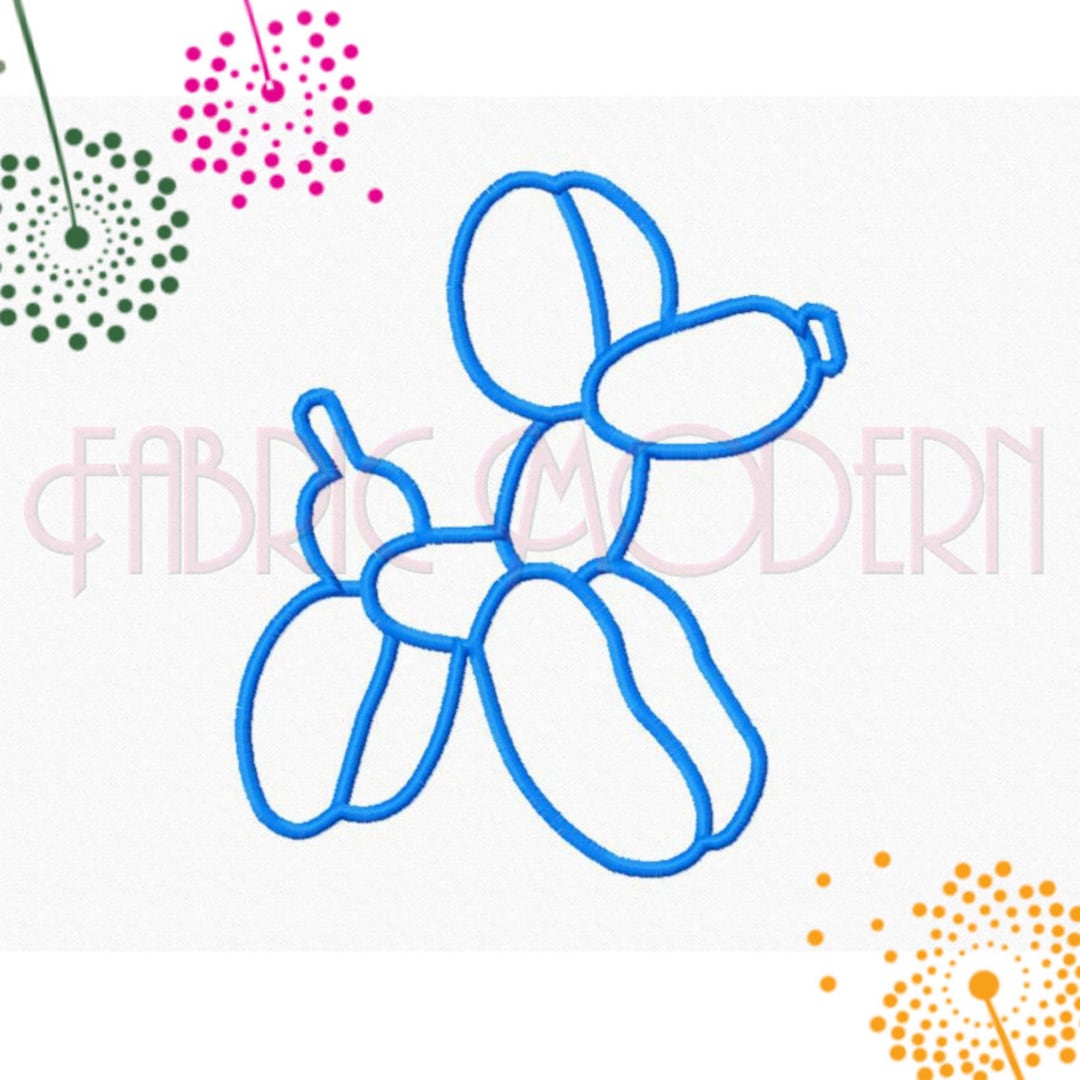 BALLOON DOG CUTE, Filled and Applique, Balloon Animal, Embroidery ...