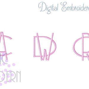 2" Modern Overlapping MONOGRAM Font Embroidery Design Clean Monogram ...