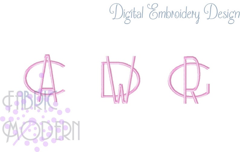 4" Modern Overlapping MONOGRAM Font Embroidery Design Clean Monogram ...