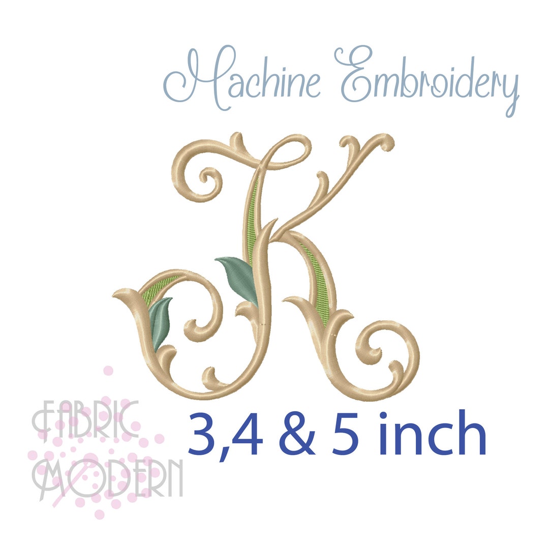 Letter K MONOGRAM Embroidery Design Large Vintage Single #1128-K - Etsy
