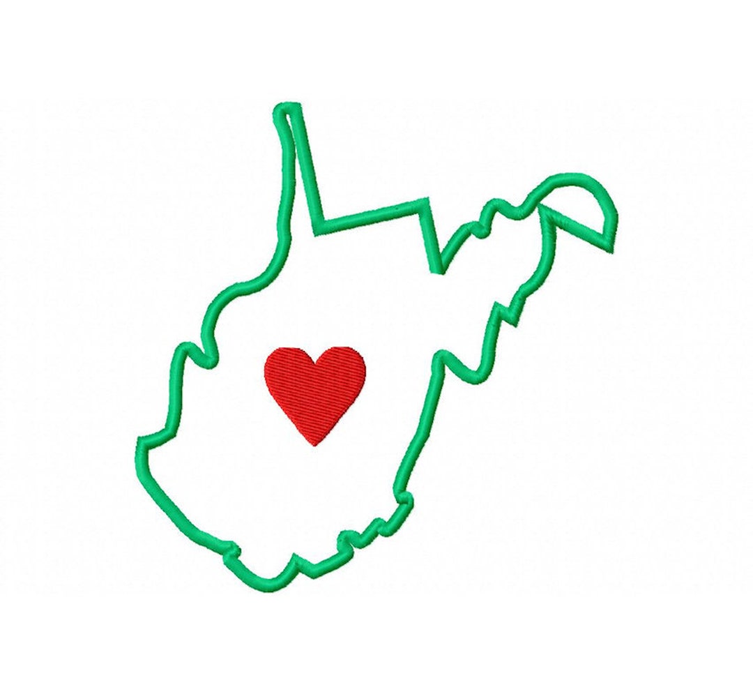 WEST VIRGINIA Map Embroidery Design Applique' in Multiple Sizes State ...