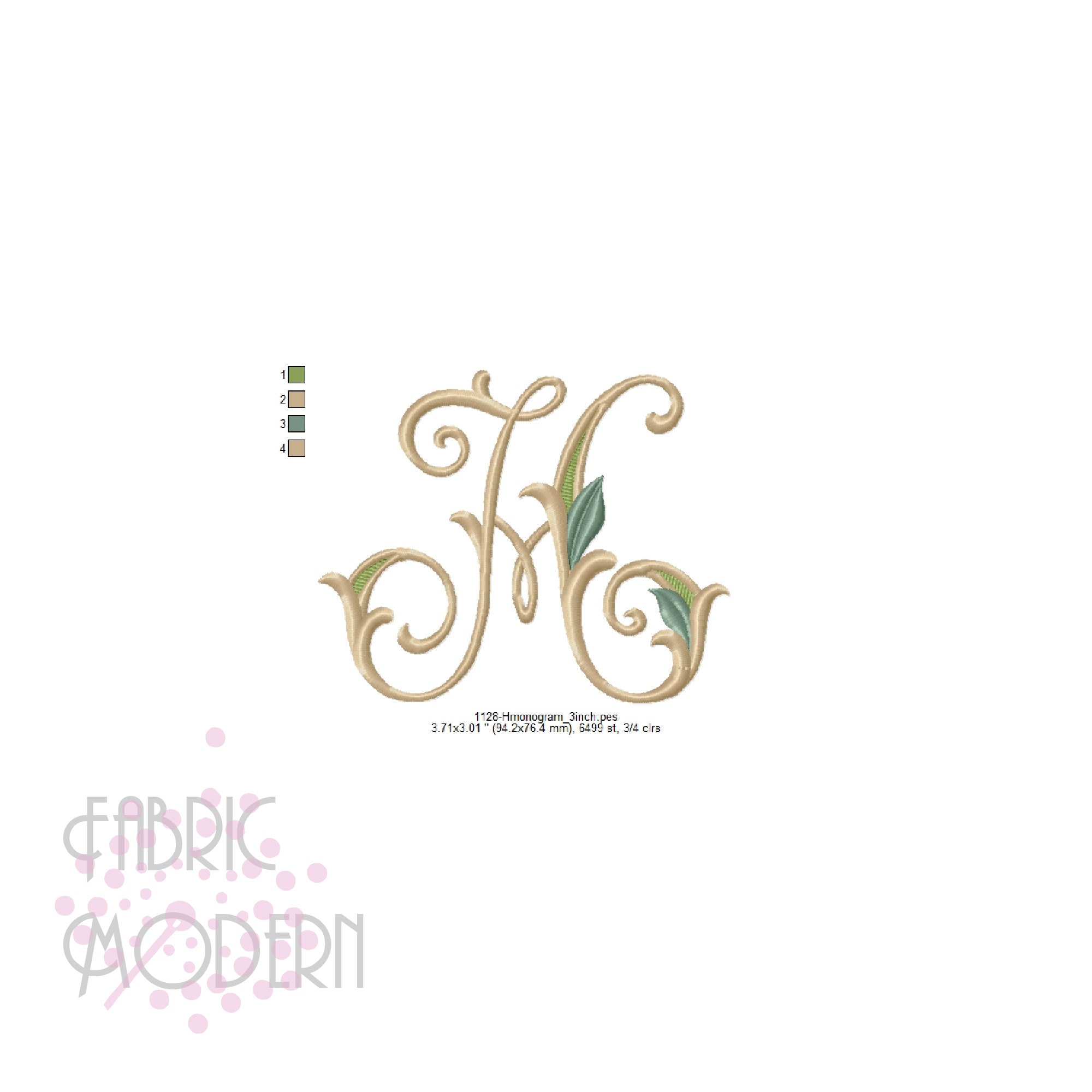 Letter H MONOGRAM Embroidery Design Large Vintage Single #1128-H - Etsy