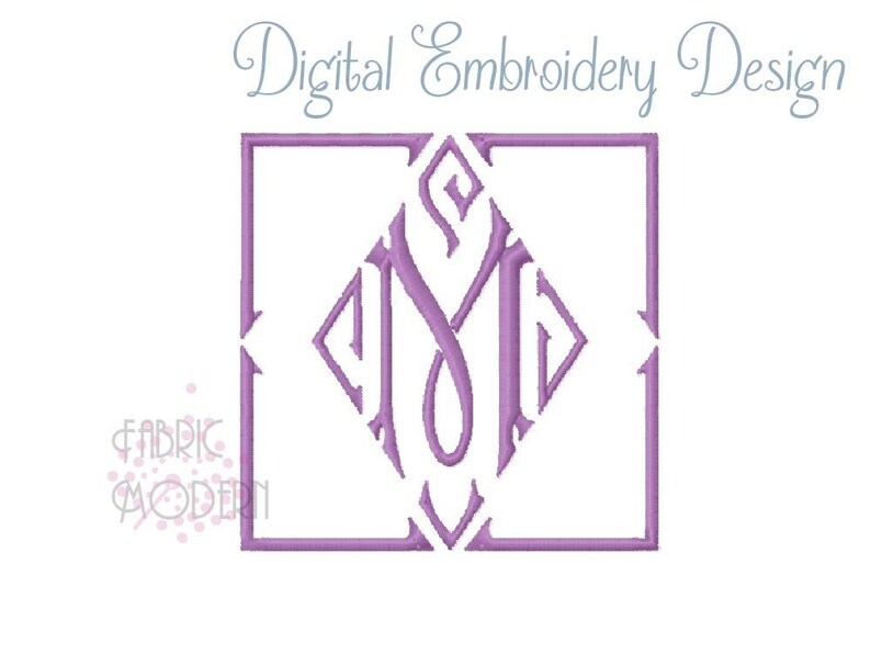 Diamond Monogram Font Embroidery Design Fancy Square Monogram - Etsy UK