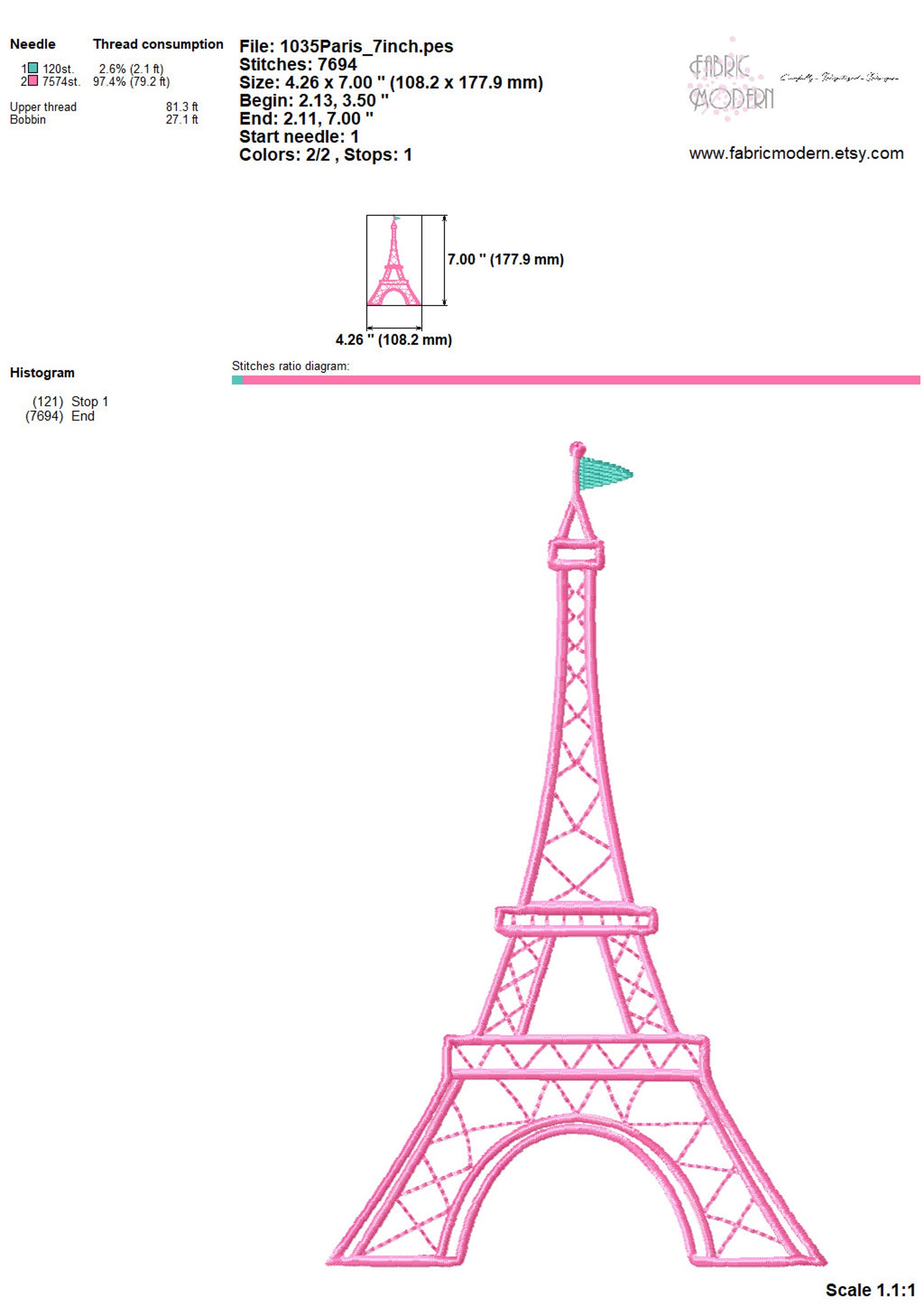 Eiffel Tower Paris Embroidery Design 1035 | Etsy