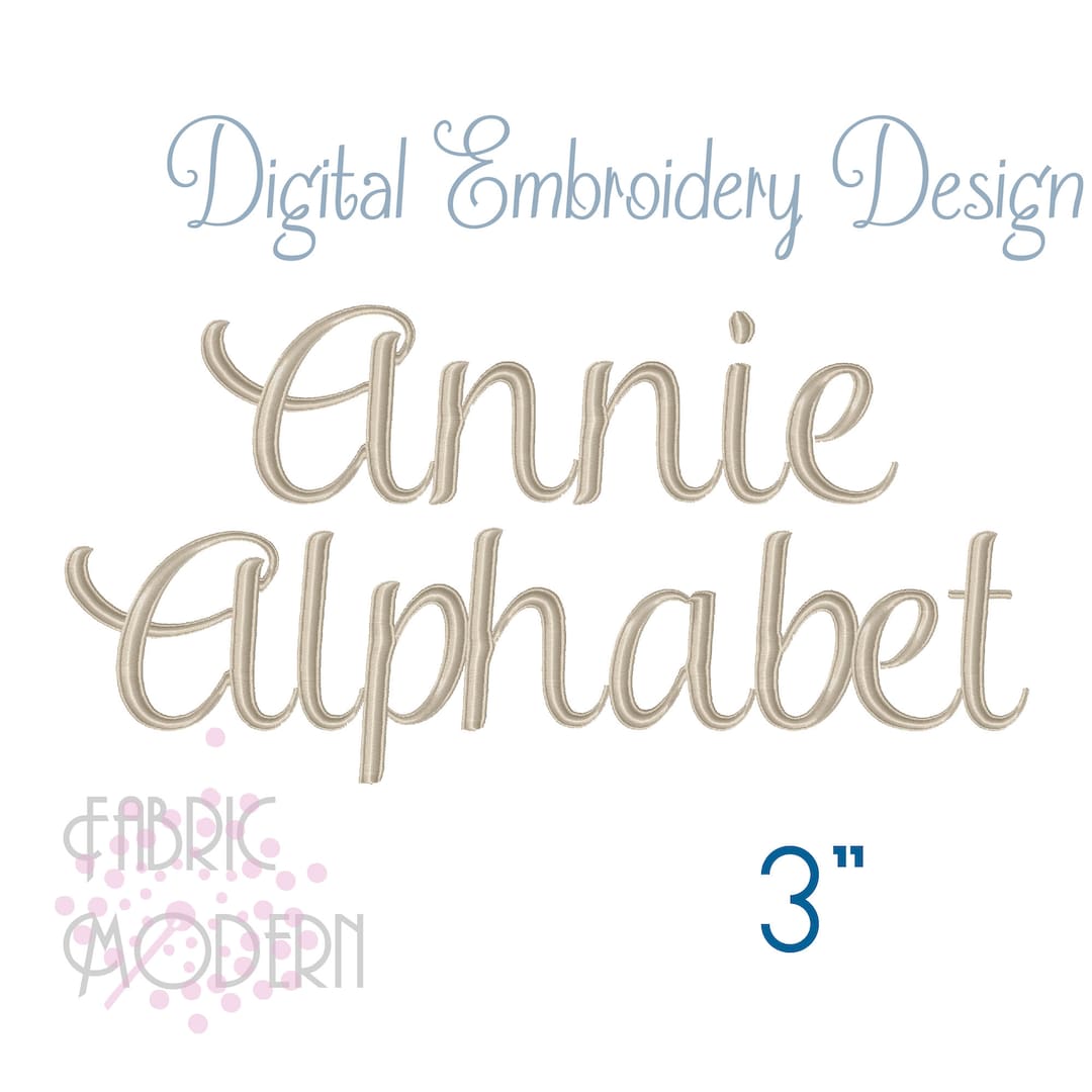 3 Inch ANNIE SCRIPT FONT Embroidery Font Design #631-2 - Etsy
