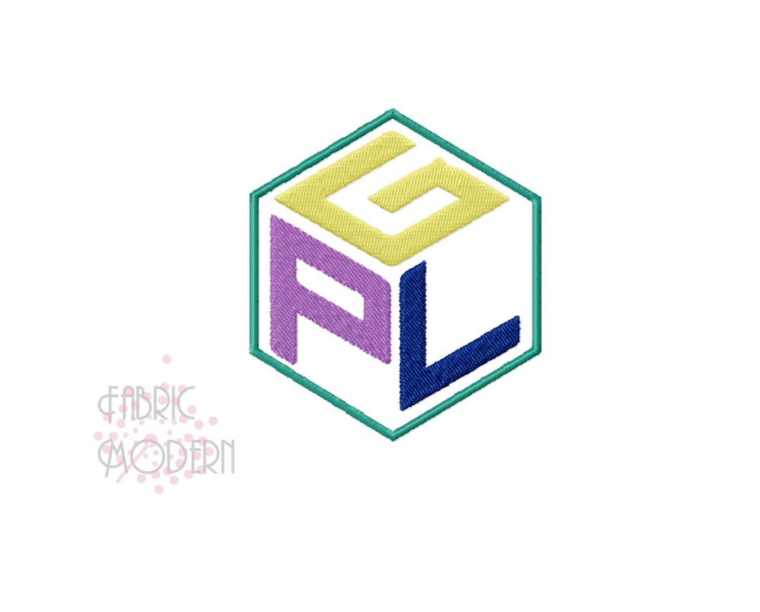 3" 3D Cube Hex Monogram Monogram Monogram Font Embroidery Monogram ...