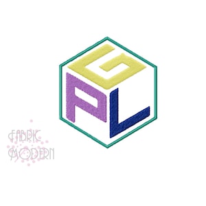 2" 3D Cube Hex Monogram Monogram Monogram Font Embroidery Monogram ...