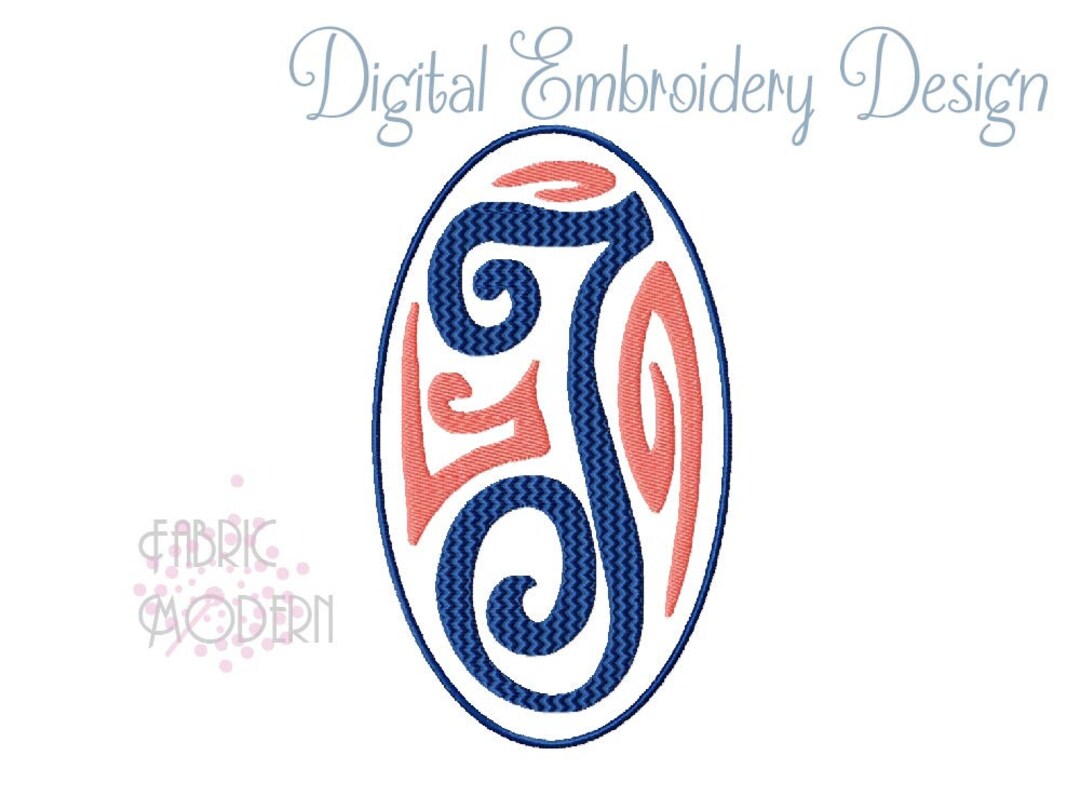 LARGE 5x7 Oval Monogram Embroidery Font Alphabet Circle Monogram Two ...