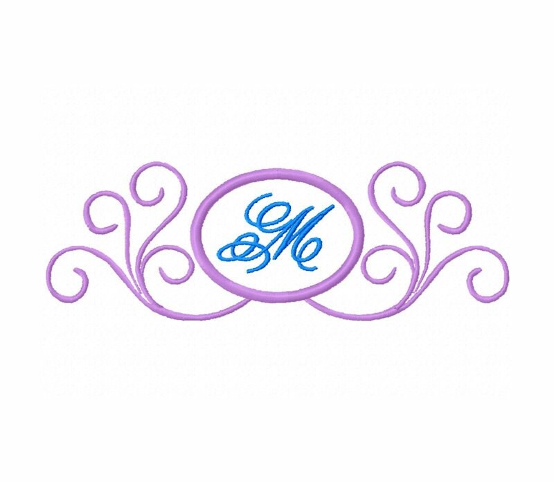 Embroidery Design monogram border with fancy flourish | Etsy