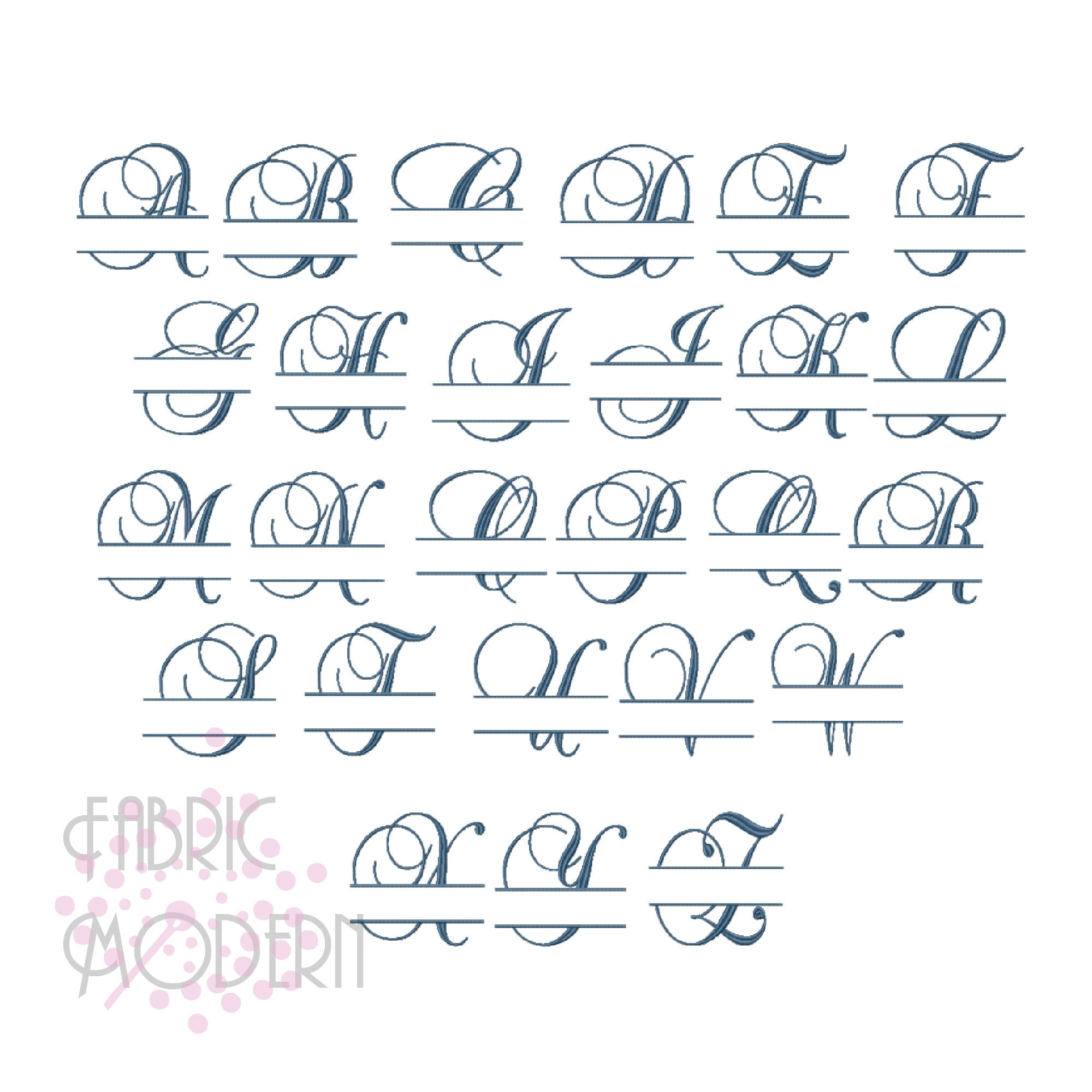 SCRIPT SPLIT MONOGRAM Embroidery Font Design Two Sizes 4inch and 6 Inch ...