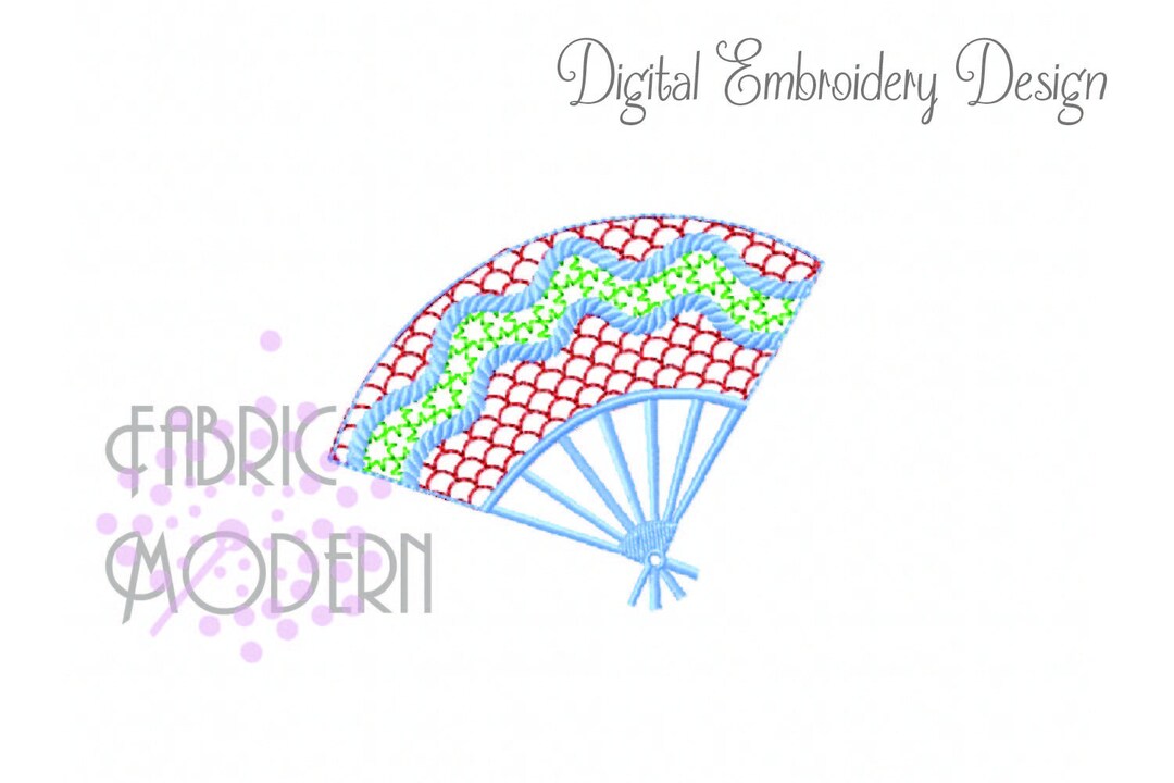 Chinoiserie Fan Machine Embroidery Design: Asian Oriental Pattern ...