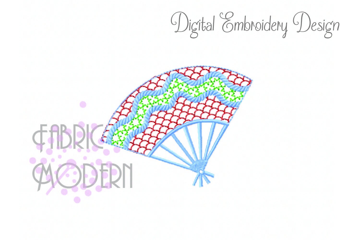 Chinoiserie fan Machine Embroidery Design oriental hand fan | Etsy