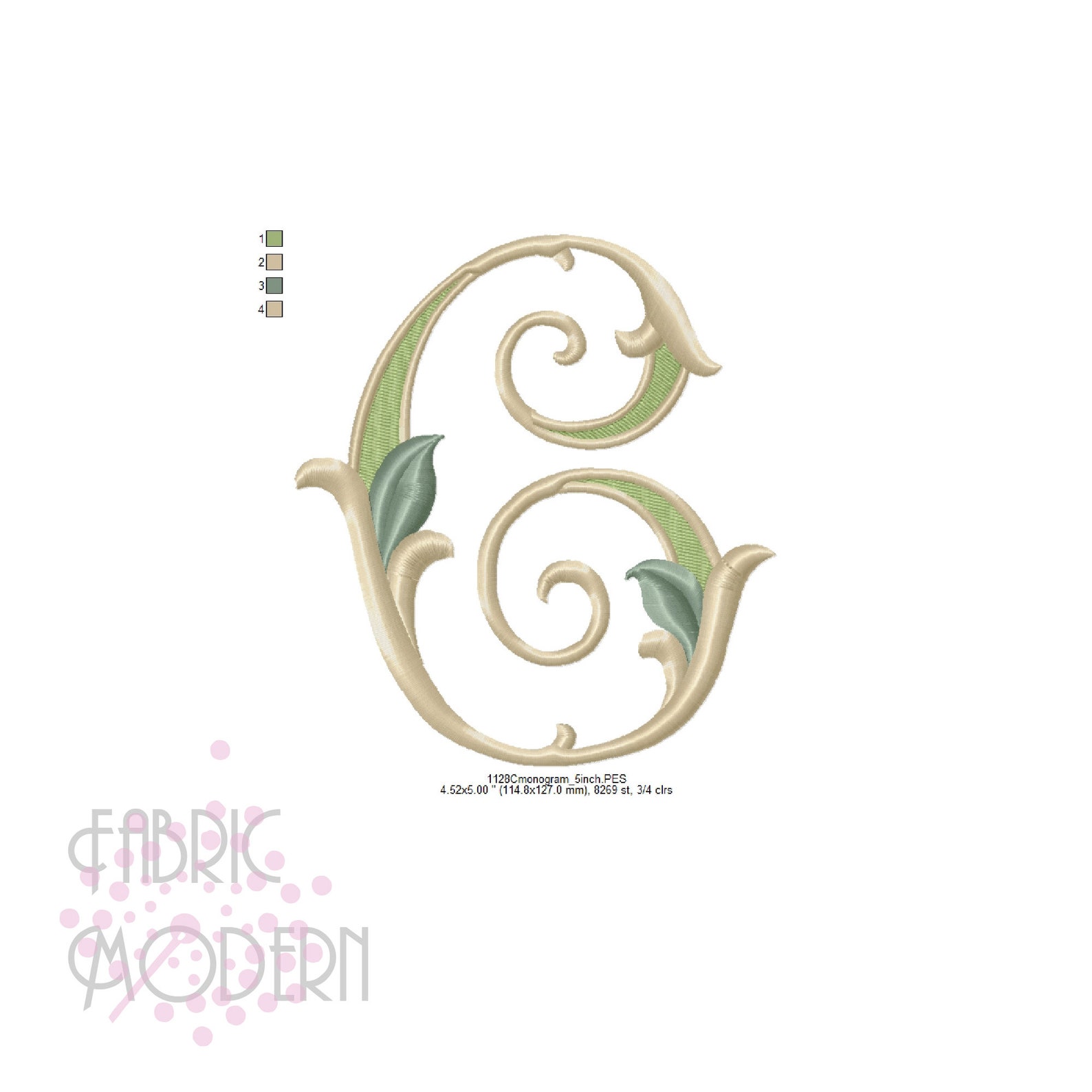 Letter C MONOGRAM Embroidery Design Large Vintage Single #1128-C - Etsy