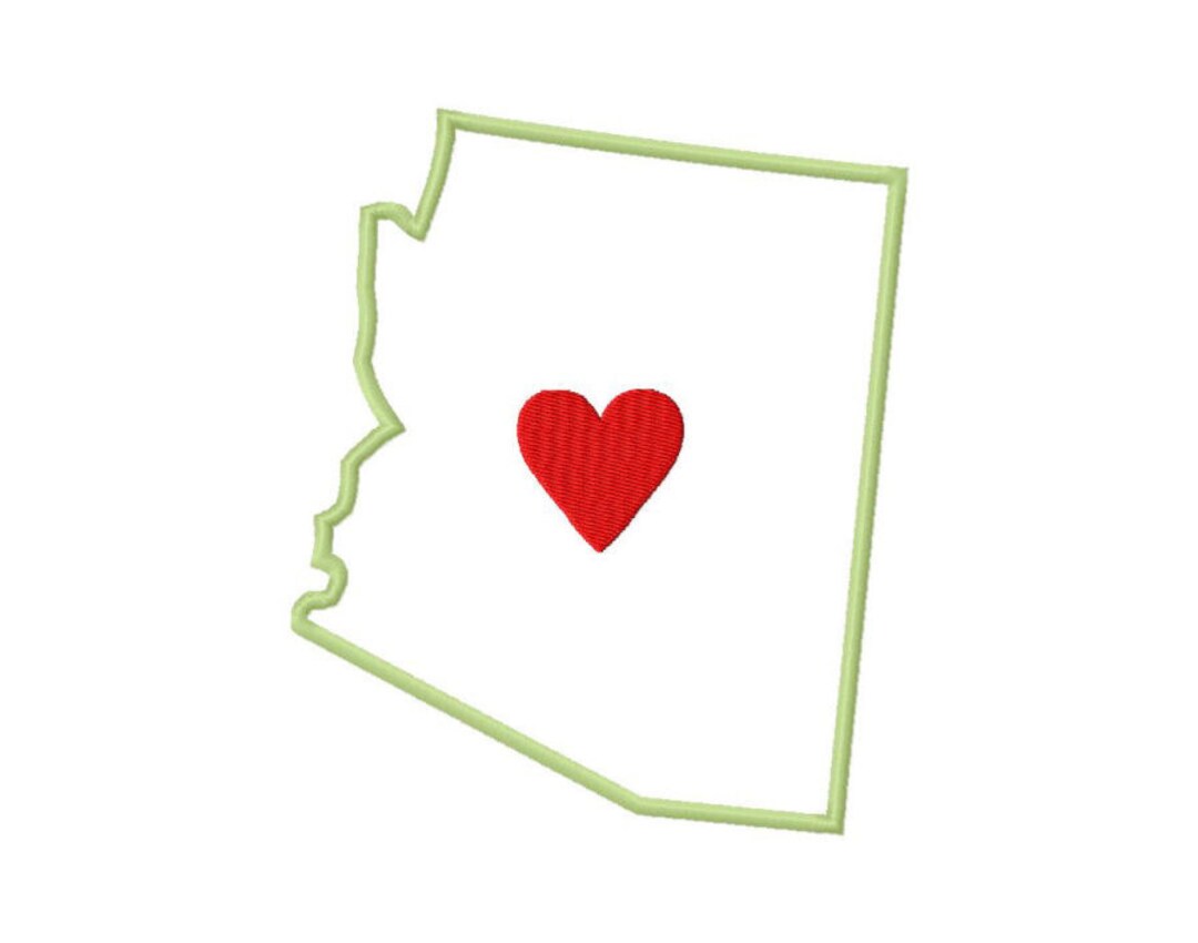 ARIZONA Map Embroidery Design, Applique' in Multiple Sizes, I Heart ...
