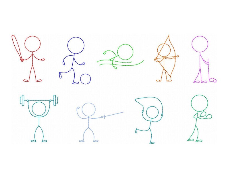 SPORTS STICK FIGURES Embroidery Design Collection Stick Kids - Etsy