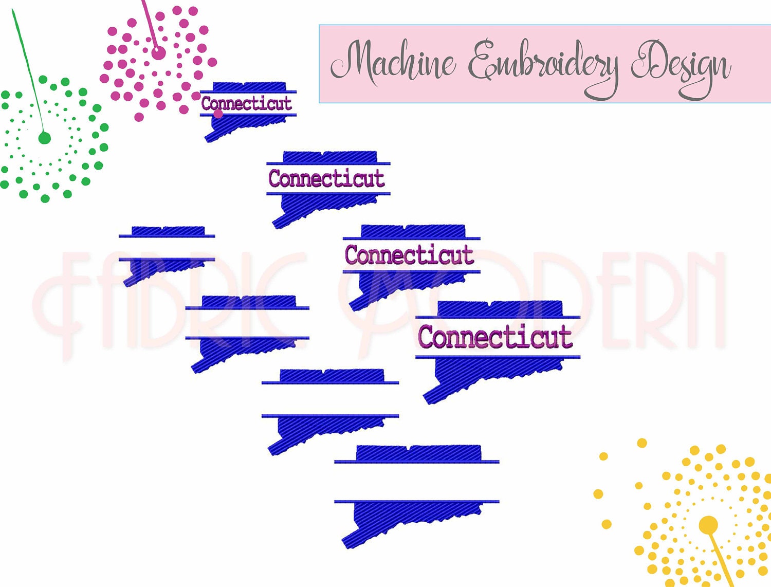 CONNECTICUT CT State Outline Map Embroidery Design | Etsy