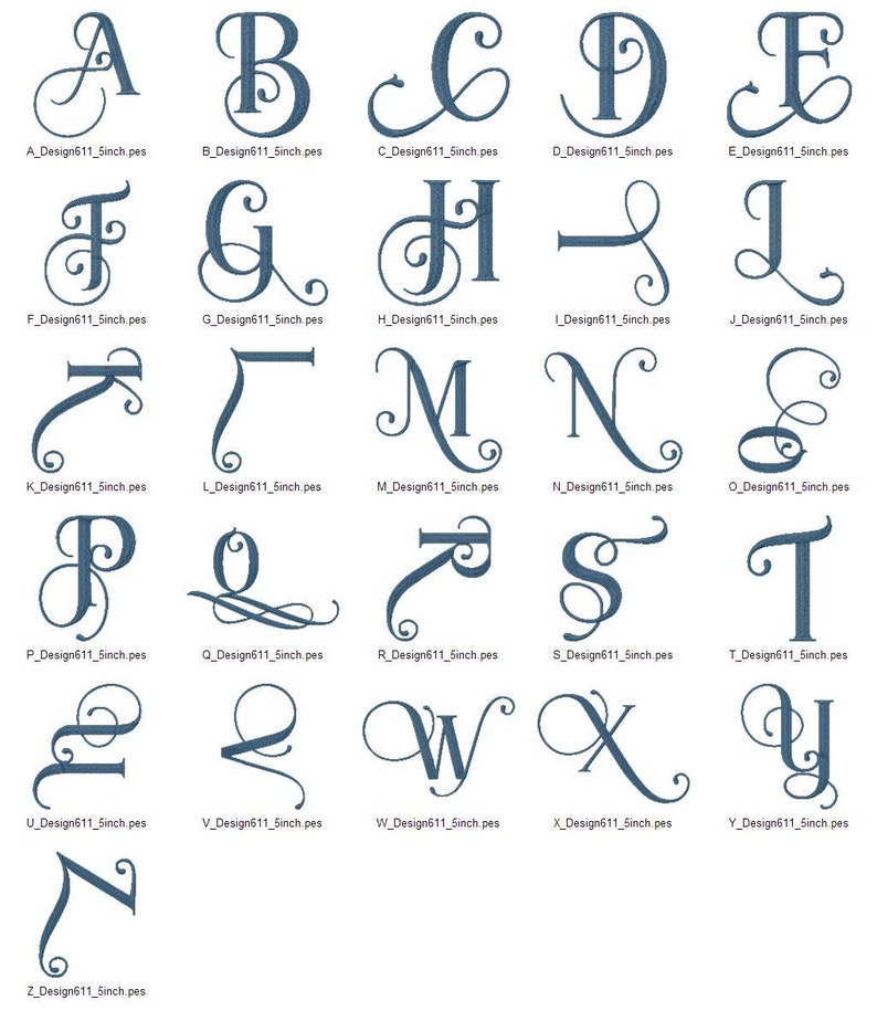 MODERN VINE MONOGRAM Letters Embroidery Font Embroidery Design - Etsy