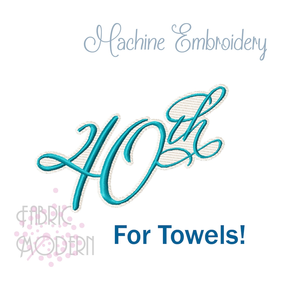 40th Fancy Script Embroidery Design #1217 - Etsy