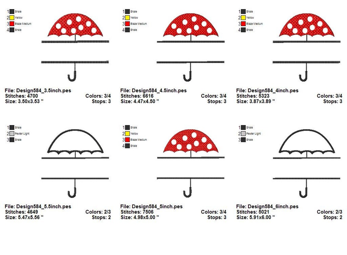 SPLIT MONOGRAM FRAME Machine Embroidery Design Polka Dot Umbrella and ...