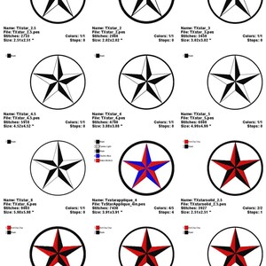 Machine Embroidery Design Texas Star Collection Two Color and One Color ...
