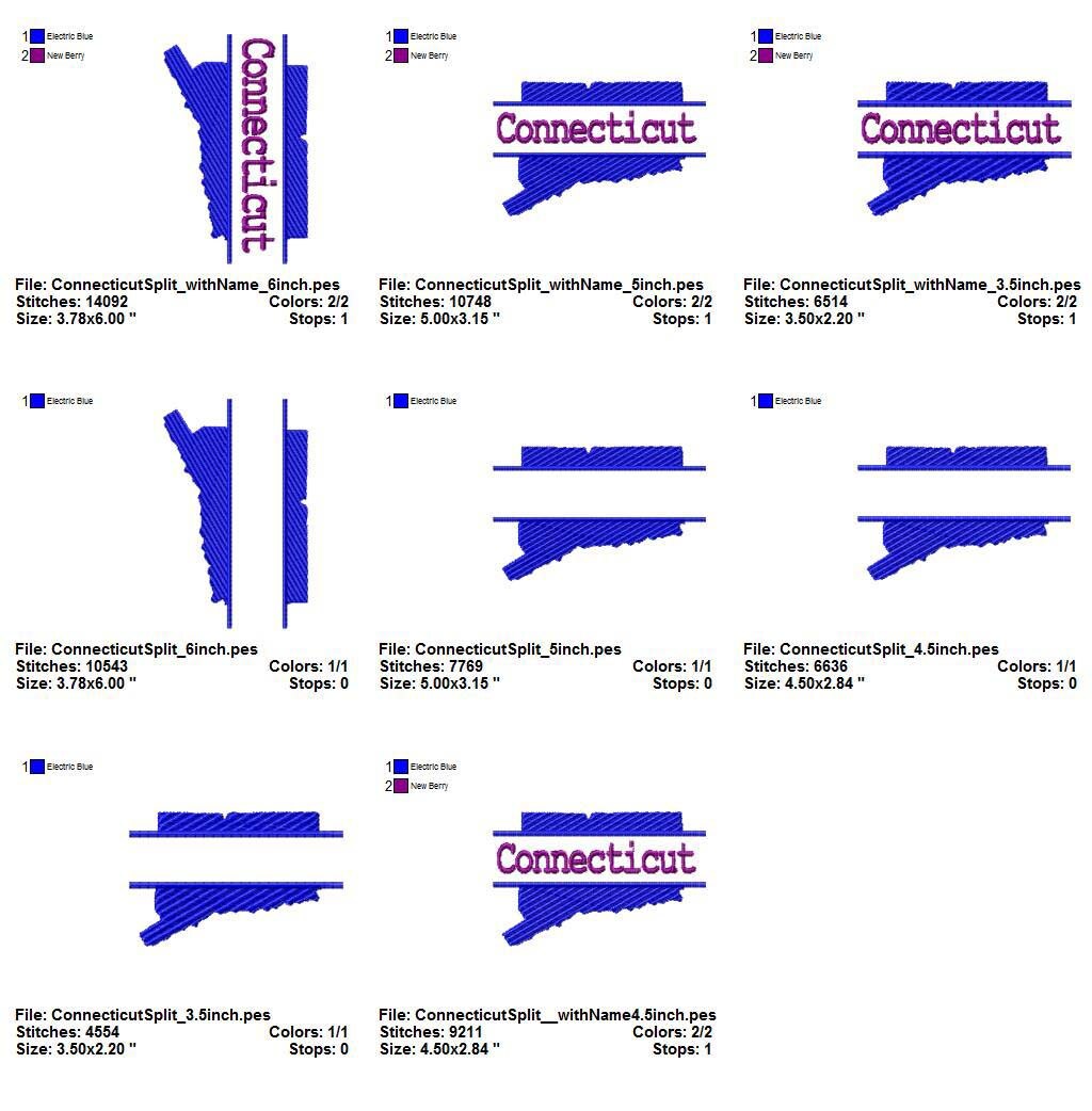 CONNECTICUT CT State Outline Map Embroidery Design | Etsy