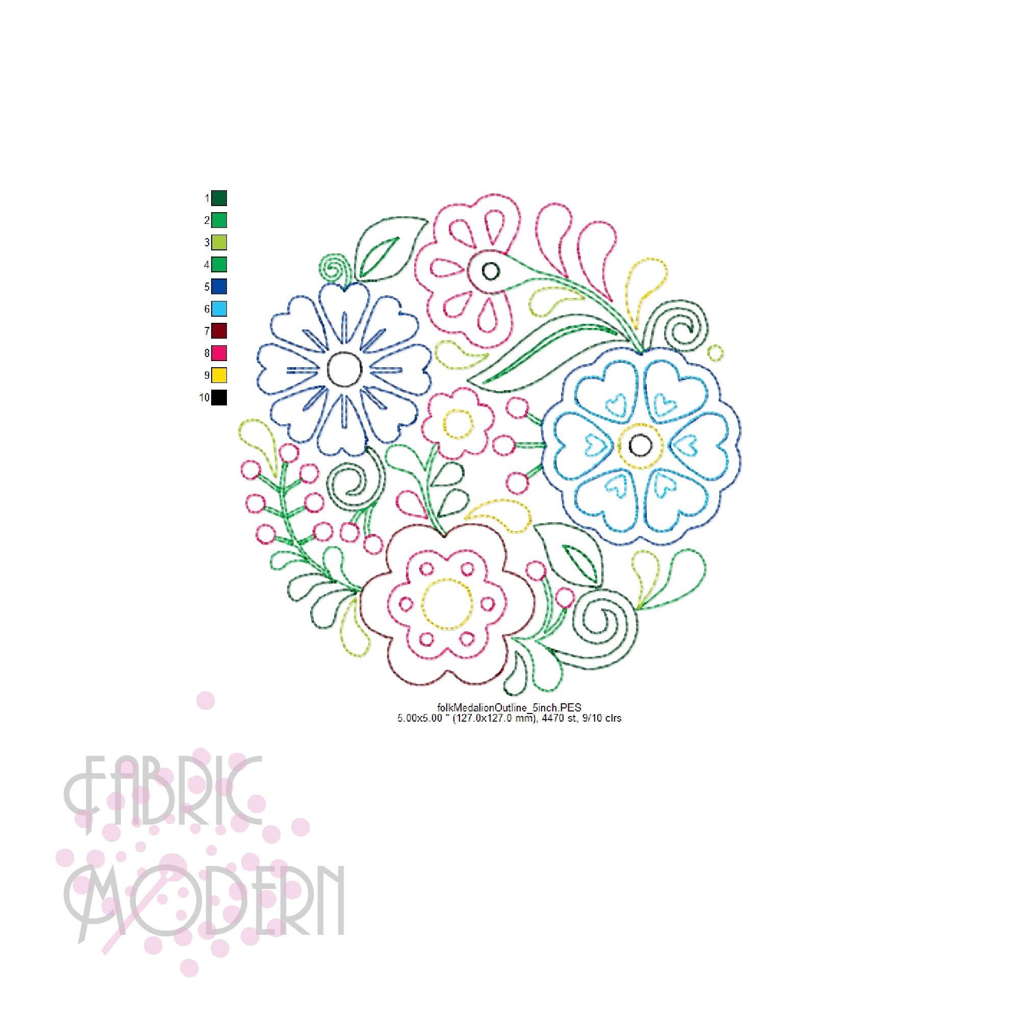 JACOBEAN Medallion Folk Art Machine Embroidery Design #1141 - Etsy