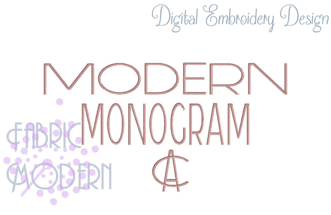 2" Modern Overlapping MONOGRAM Font Embroidery Design Clean Monogram ...