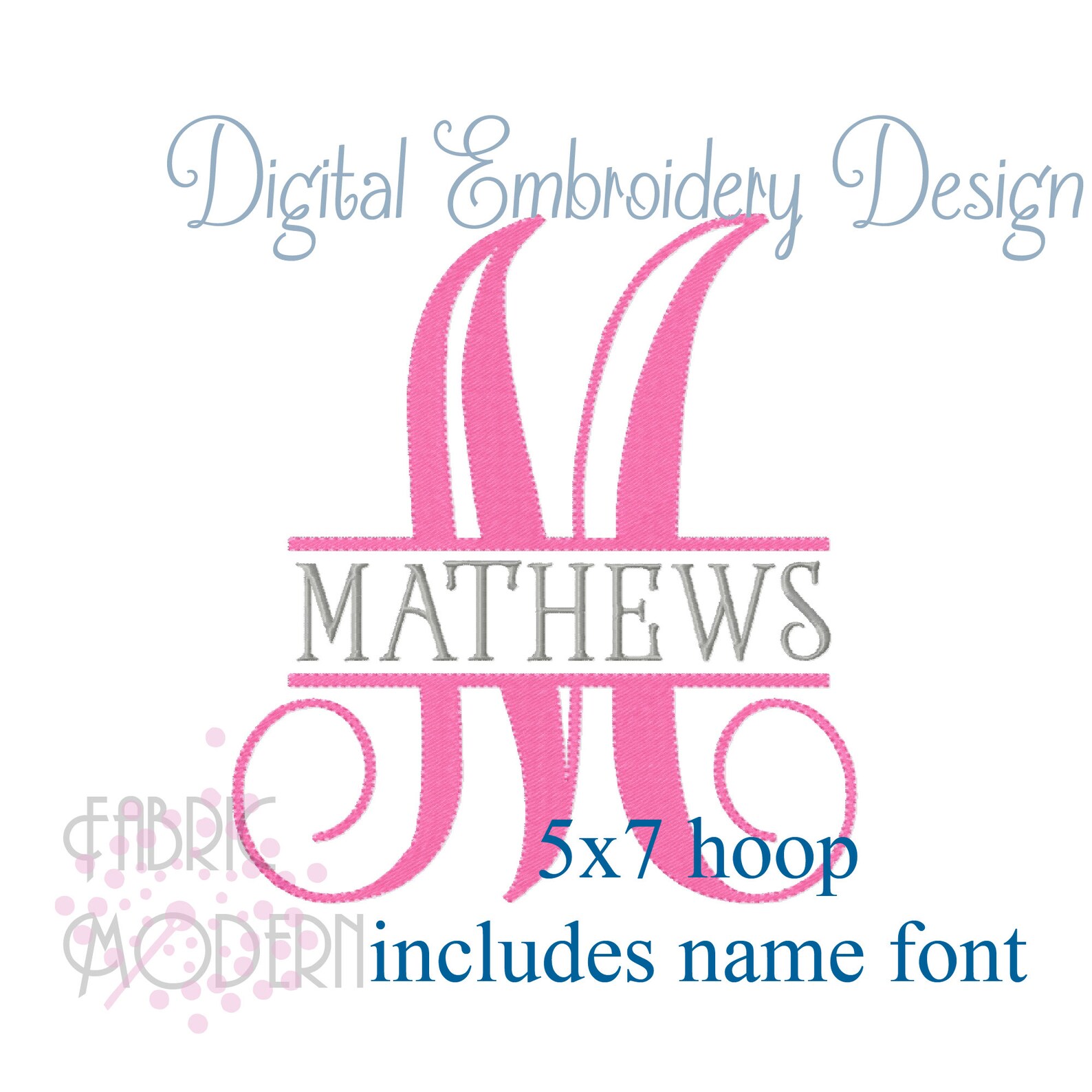 VINE SPLIT Letter MONOGRAM Embroidery 5x7hoop Includes Name - Etsy