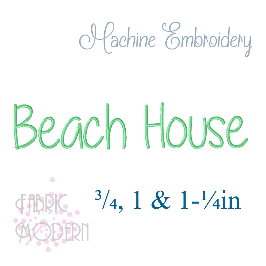 Beach House Machine Embroidery Font Design #1166 - Etsy
