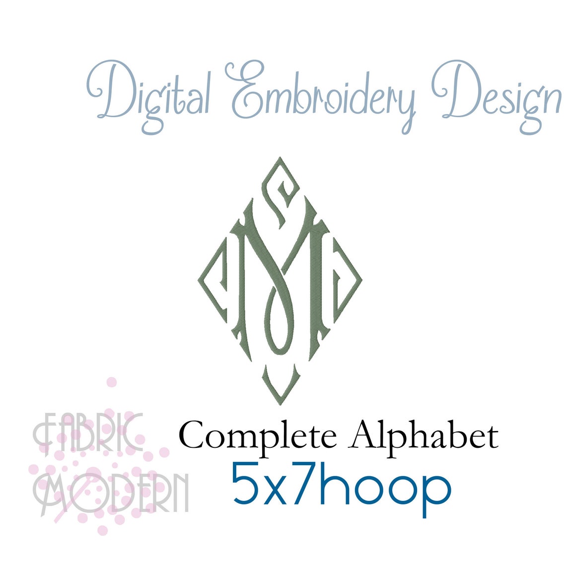 Vintage Style Diamond Monogram Font Embroidery Alphabet 5x7 Hoop #1126 ...