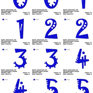 Numbers Embroidery Design Jokerman Font Numbers 0 Through 9 3in and 4in ...
