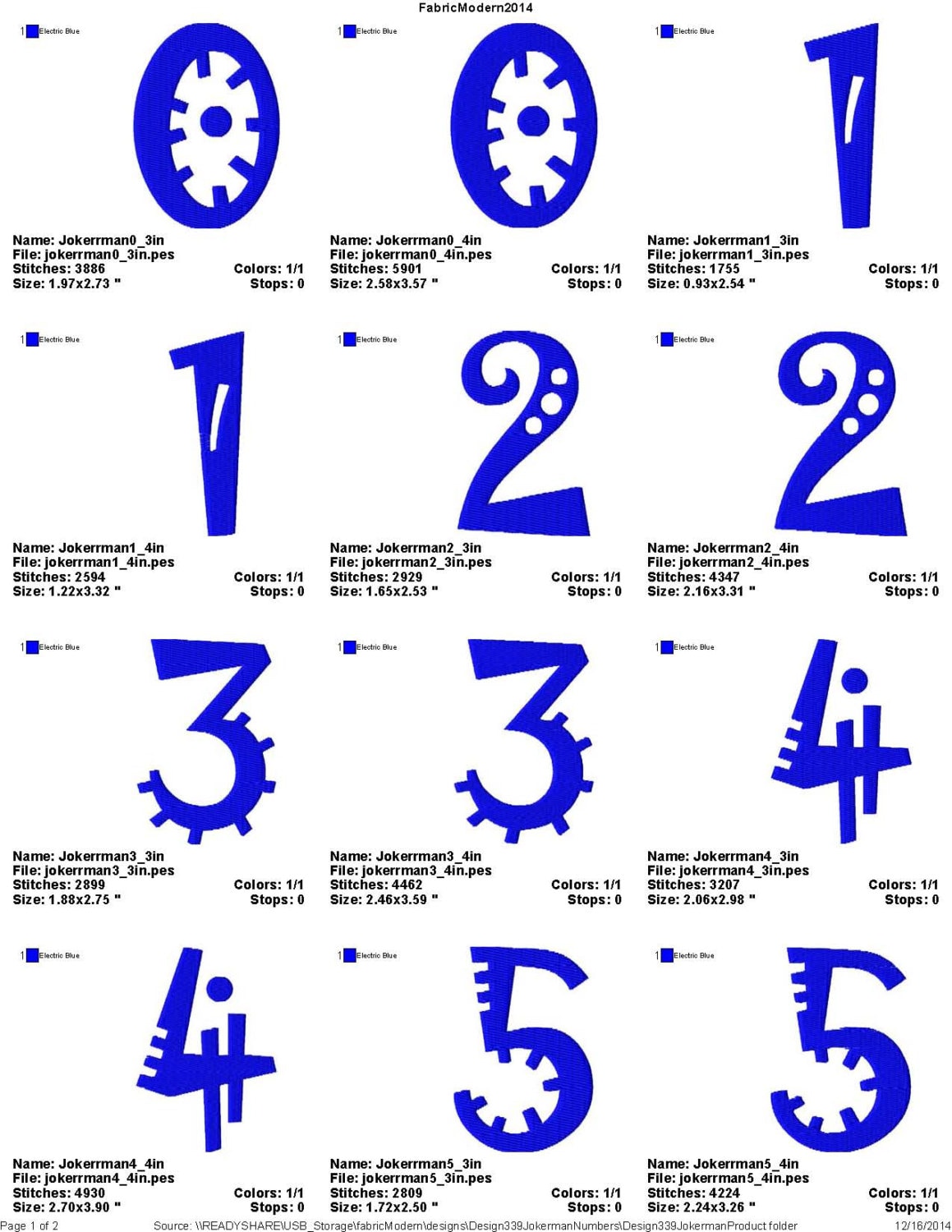 Numbers Embroidery Design Jokerman Font Numbers 0 Through 9 3in and 4in ...